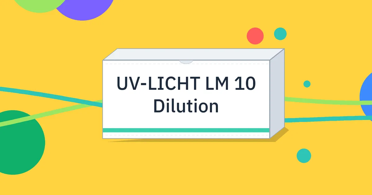 Symbolbild: Packung mit der Aufschrift UV-LICHT LM 10 Dilution (PZN 13258562) – Verfügbarkeit und Bezug in Apotheken in Frankfurt am Main
