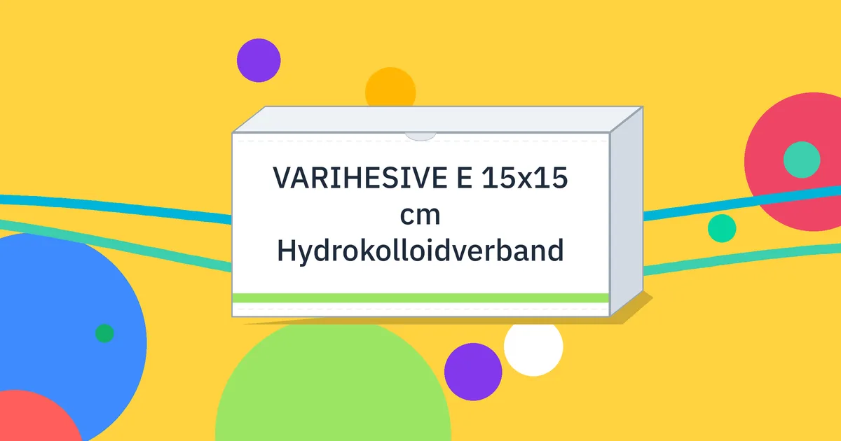 Symbolbild: Packung mit der Aufschrift VARIHESIVE E 15x15 cm Hydrokolloidverband (PZN 20055428) – Verfügbarkeit und Bezug in Apotheken in Frankfurt am Main