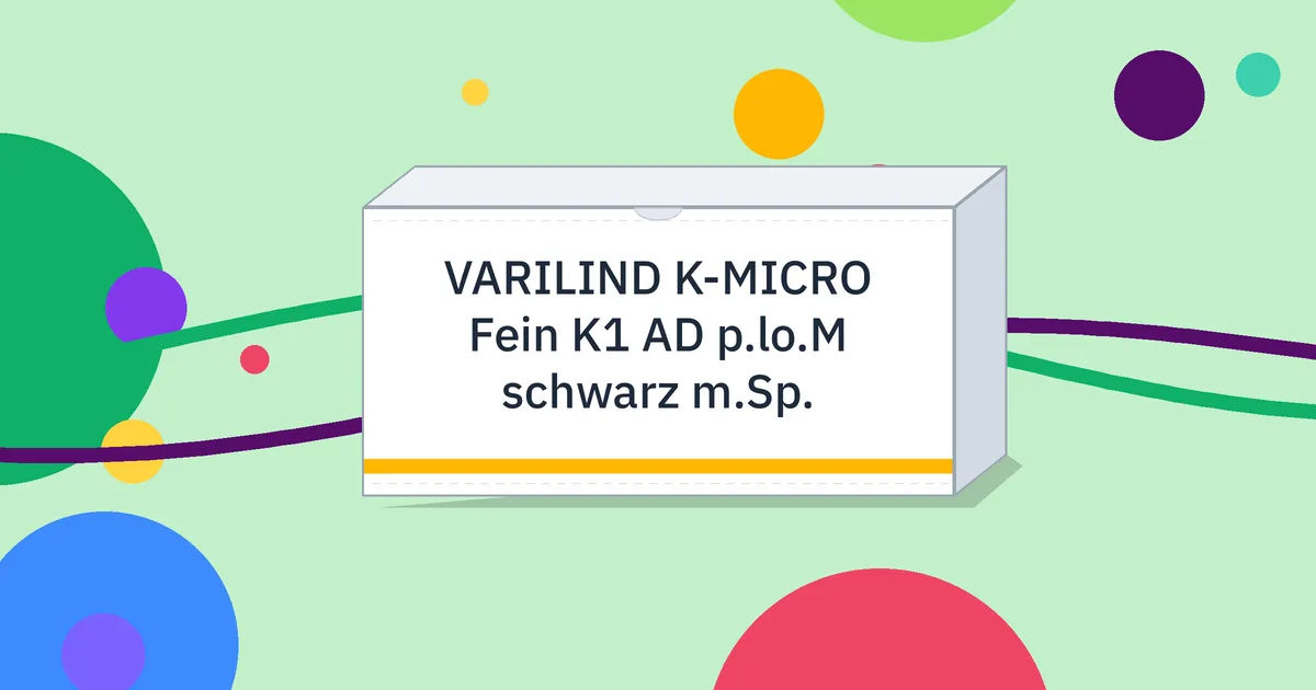 Symbolbild: Packung mit der Aufschrift VARILIND K-MICRO Fein K1 AD p.lo.M schwarz m.Sp. (PZN 20557868) – Verfügbarkeit und Bezug in Apotheken in Frankfurt am Main