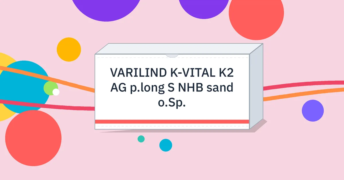 Symbolbild: Packung mit der Aufschrift VARILIND K-VITAL K2 AG p.long S NHB sand o.Sp. (PZN 20564555) – Verfügbarkeit und Bezug in Apotheken in Frankfurt am Main