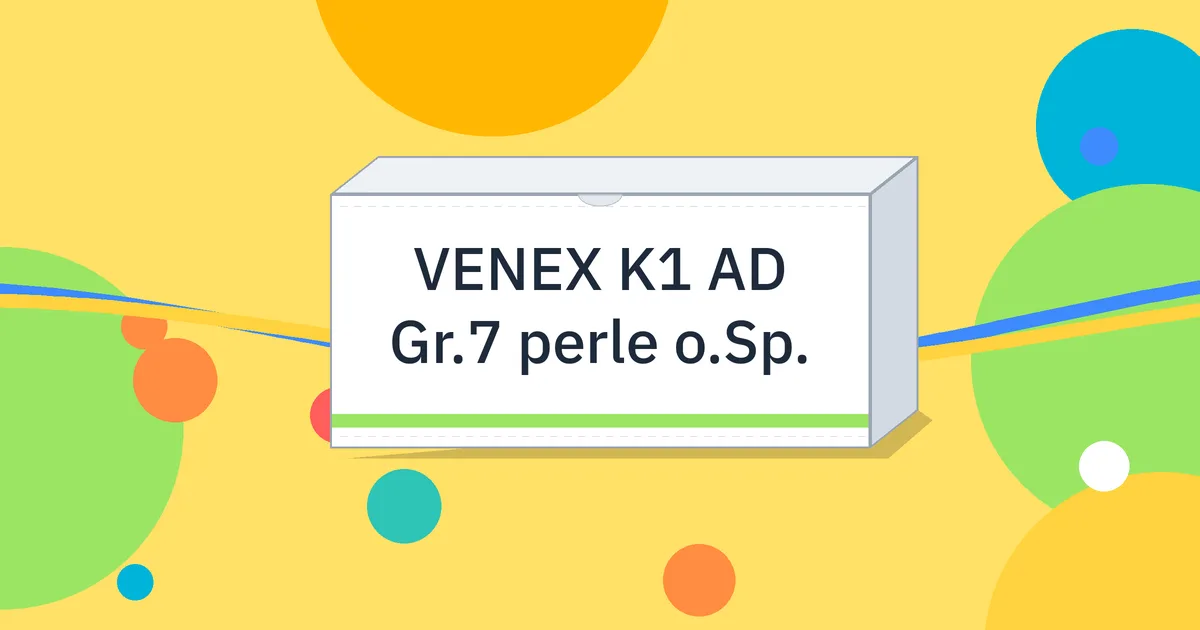 Symbolbild: Packung mit der Aufschrift VENEX K1 AD Gr.7 perle o.Sp. (PZN 03185520) – Verfügbarkeit und Bezug in Apotheken in Frankfurt am Main