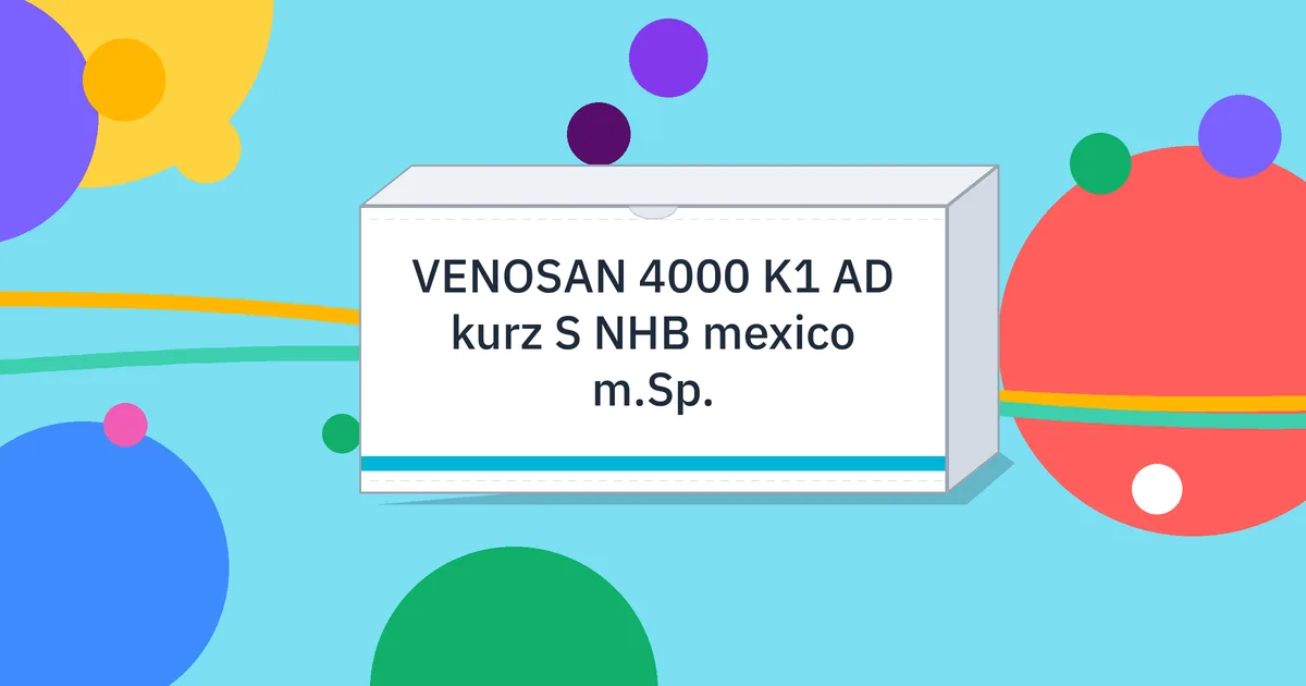 Symbolbild: Packung mit der Aufschrift VENOSAN 4000 K1 AD kurz S NHB mexico m.Sp. (PZN 14423247) – Verfügbarkeit und Bezug in Apotheken in Frankfurt am Main