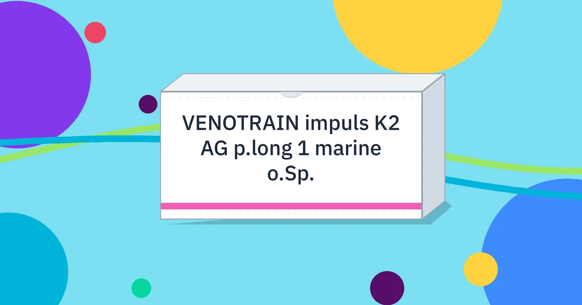 Symbolbild: Packung mit der Aufschrift VENOTRAIN impuls K2 AG p.long 1 marine o.Sp. (PZN 15212162) – Verfügbarkeit und Bezug in Apotheken in Frankfurt am Main