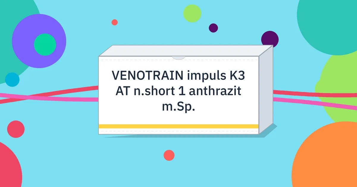 Symbolbild: Packung mit der Aufschrift VENOTRAIN impuls K3 AT n.short 1 anthrazit m.Sp. (PZN 19356685) – Verfügbarkeit und Bezug in Apotheken in Frankfurt am Main