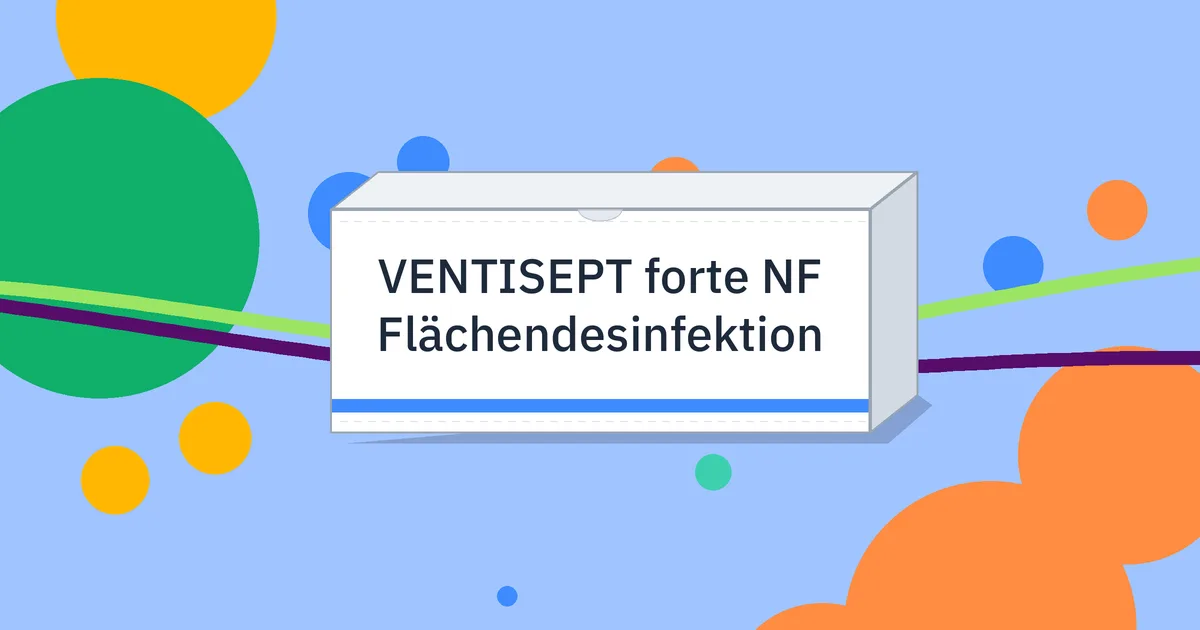 Symbolbild: Packung mit der Aufschrift VENTISEPT forte NF Flächendesinfektion (PZN 06921014) – Verfügbarkeit und Bezug in Apotheken in Frankfurt am Main