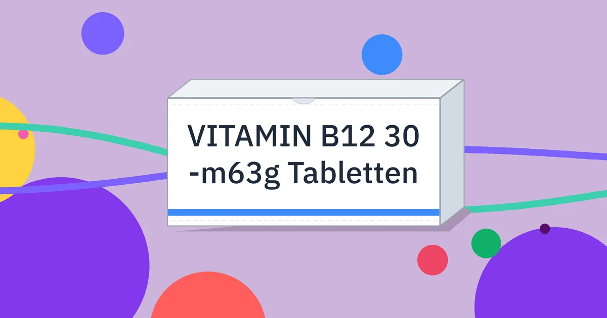 Symbolbild: Packung mit der Aufschrift VITAMIN B12 30 -m63g Tabletten (PZN 18722389) – Verfügbarkeit und Bezug in Apotheken in Frankfurt am Main