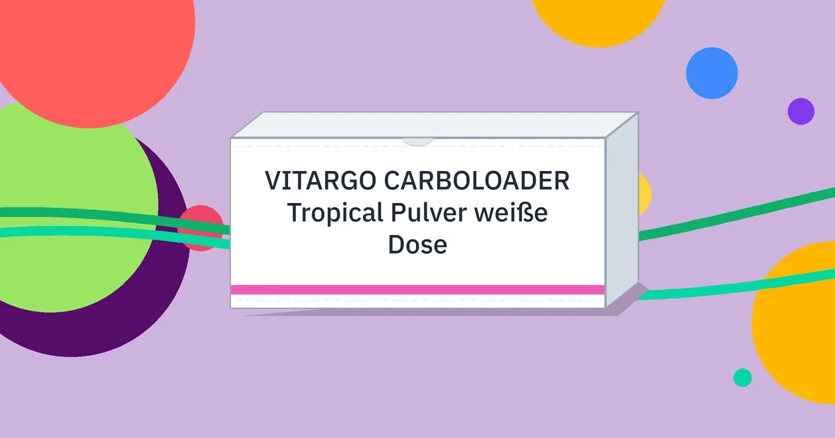 Symbolbild: Packung mit der Aufschrift VITARGO CARBOLOADER Tropical Pulver weiße Dose (PZN 11541182) – Verfügbarkeit und Bezug in Apotheken in Frankfurt am Main