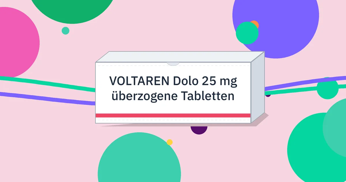 Symbolbild: Packung mit der Aufschrift VOLTAREN Dolo 25 mg überzogene Tabletten (PZN 00927257) – Verfügbarkeit und Bezug in Apotheken in Frankfurt am Main
