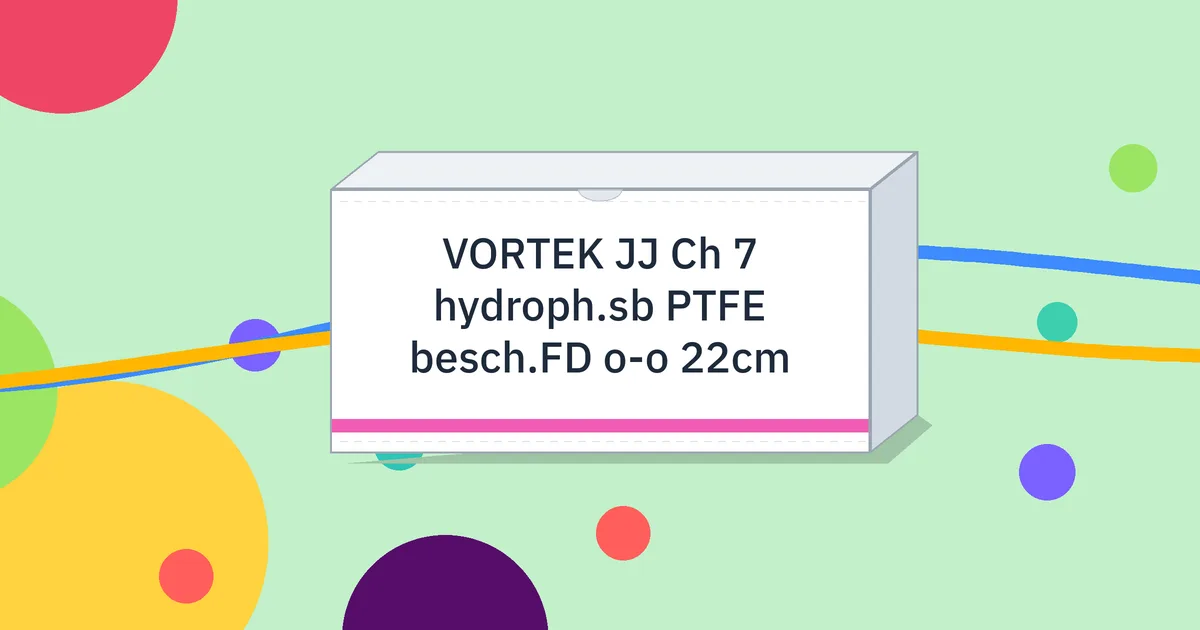 Symbolbild: Packung mit der Aufschrift VORTEK JJ Ch 7 hydroph.sb PTFE besch.FD o-o 22cm (PZN 17998959) – Verfügbarkeit und Bezug in Apotheken in Frankfurt am Main