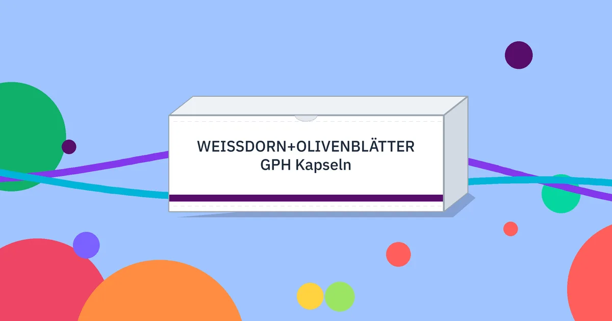 Symbolbild: Packung mit der Aufschrift WEISSDORN+OLIVENBLÄTTER GPH Kapseln (PZN 00966748) – Verfügbarkeit und Bezug in Apotheken in Frankfurt am Main