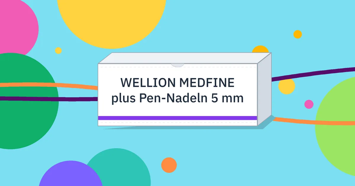Symbolbild: Packung mit der Aufschrift WELLION MEDFINE plus Pen-Nadeln 5 mm (PZN 11871212) – Verfügbarkeit und Bezug in Apotheken in Frankfurt am Main