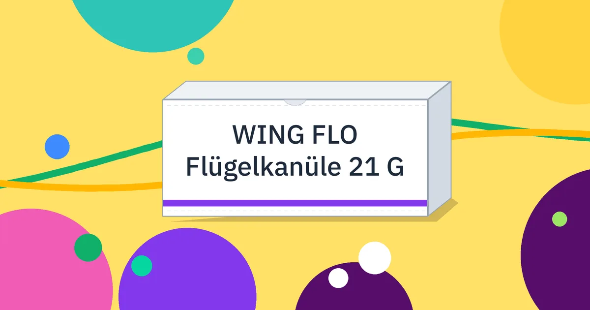 Symbolbild: Packung mit der Aufschrift WING FLO Flügelkanüle 21 G (PZN 09379745) – Verfügbarkeit und Bezug in Apotheken in Frankfurt am Main