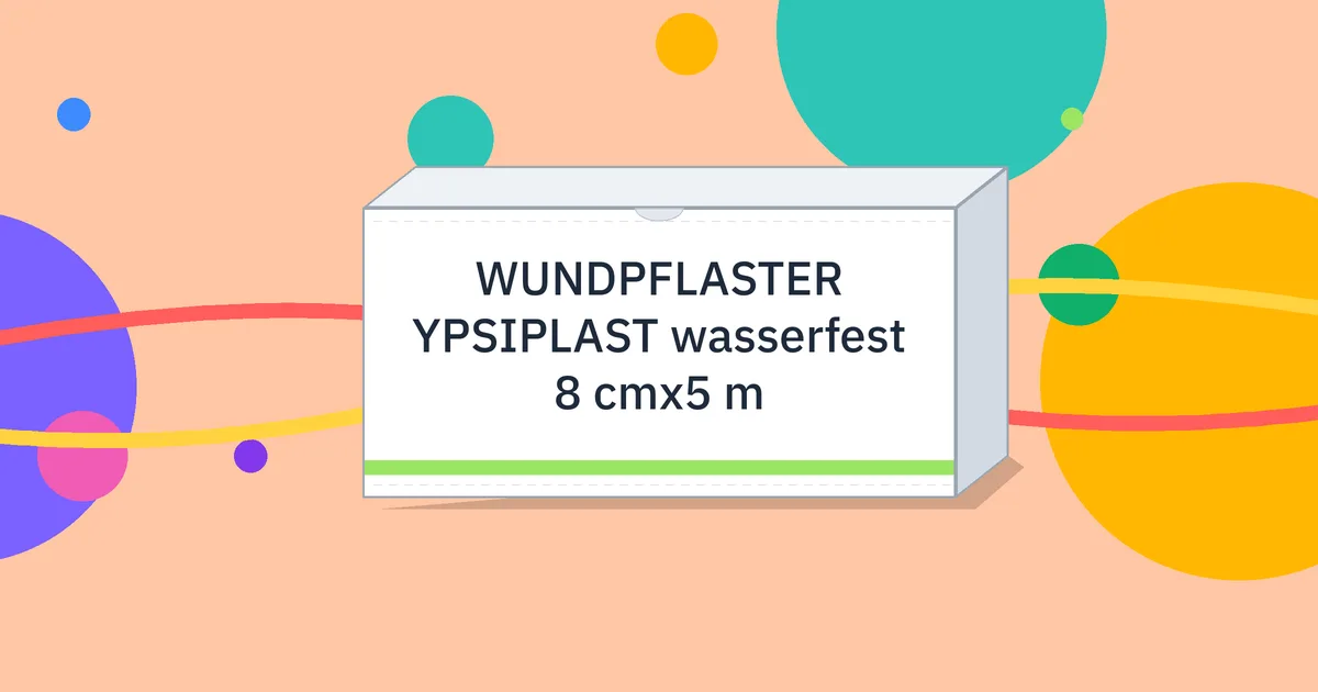Symbolbild: Packung mit der Aufschrift WUNDPFLASTER YPSIPLAST wasserfest 8 cmx5 m (PZN 03271136) – Verfügbarkeit und Bezug in Apotheken in Frankfurt am Main