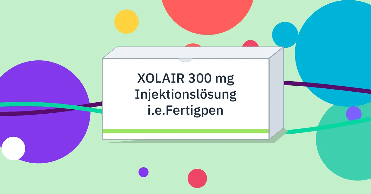 Symbolbild: Packung mit der Aufschrift XOLAIR 300 mg Injektionslösung i.e.Fertigpen (PZN 18036889) – Verfügbarkeit und Bezug in Apotheken in Frankfurt am Main