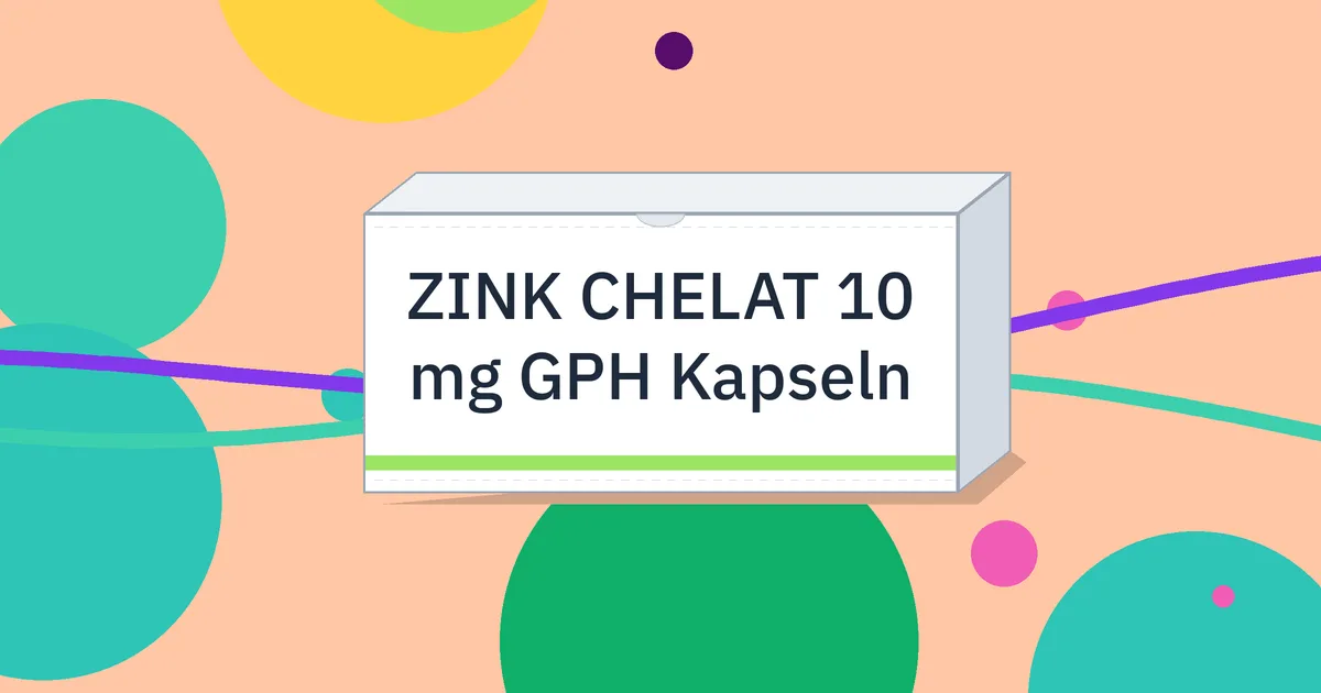 Symbolbild: Packung mit der Aufschrift ZINK CHELAT 10 mg GPH Kapseln (PZN 10015089) – Verfügbarkeit und Bezug in Apotheken in Frankfurt am Main
