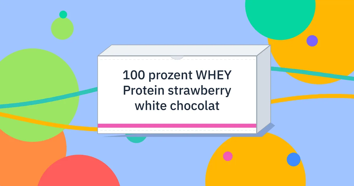 Symbolbild: Packung mit der Aufschrift 100 prozent WHEY Protein strawberry white chocolat (PZN 12422025) – Verfügbarkeit und Bezug in Apotheken in Frankfurt am Main