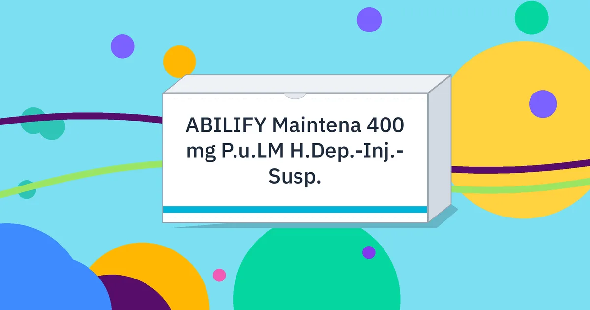 Symbolbild: Packung mit der Aufschrift ABILIFY Maintena 400 mg P.u.LM H.Dep.-Inj.-Susp. (PZN 10048143) – Verfügbarkeit und Bezug in Apotheken in Frankfurt am Main
