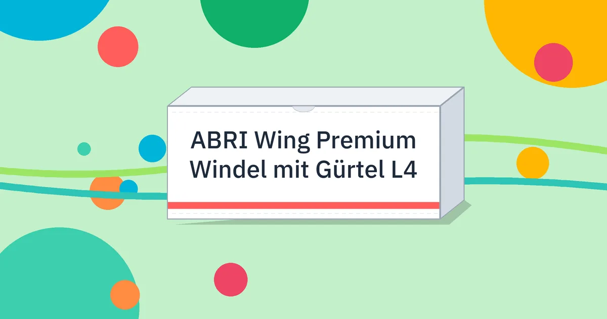 Symbolbild: Packung mit der Aufschrift ABRI Wing Premium Windel mit Gürtel L4 (PZN 15377443) – Verfügbarkeit und Bezug in Apotheken in Frankfurt am Main