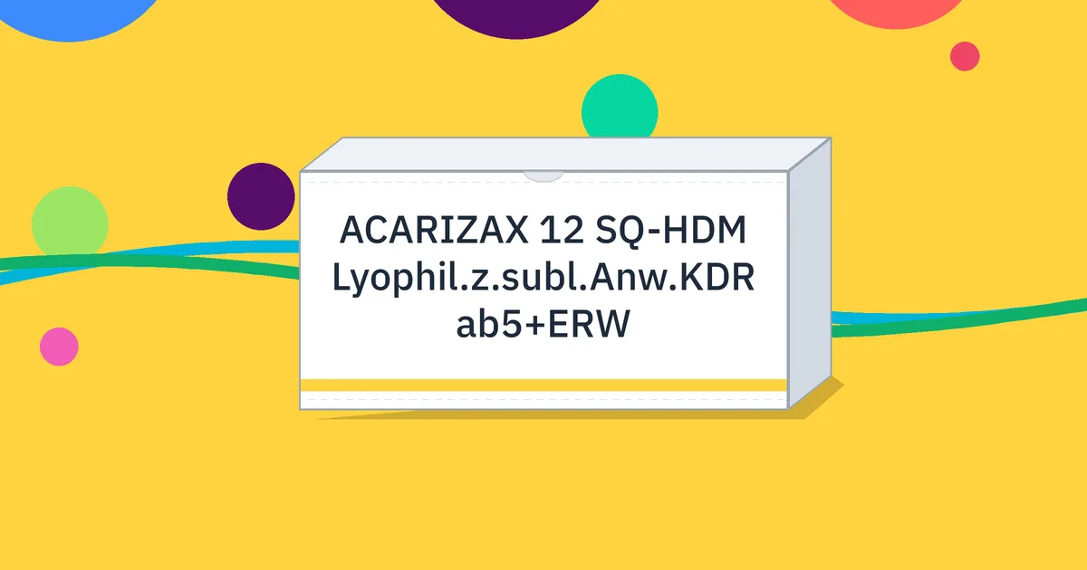 Symbolbild: Packung mit der Aufschrift ACARIZAX 12 SQ-HDM Lyophil.z.subl.Anw.KDR ab5+ERW (PZN 19886638) – Verfügbarkeit und Bezug in Apotheken in Frankfurt am Main