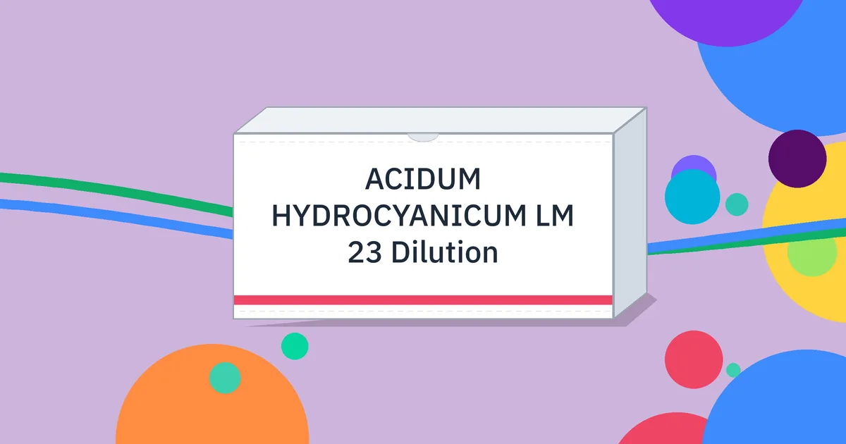 Symbolbild: Packung mit der Aufschrift ACIDUM HYDROCYANICUM LM 23 Dilution (PZN 13278576) – Verfügbarkeit und Bezug in Apotheken in Frankfurt am Main