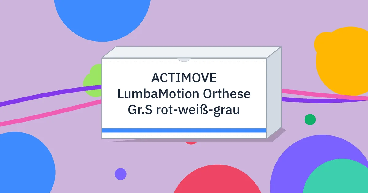 Symbolbild: Packung mit der Aufschrift ACTIMOVE LumbaMotion Orthese Gr.S rot-weiß-grau (PZN 17948051) – Verfügbarkeit und Bezug in Apotheken in Frankfurt am Main