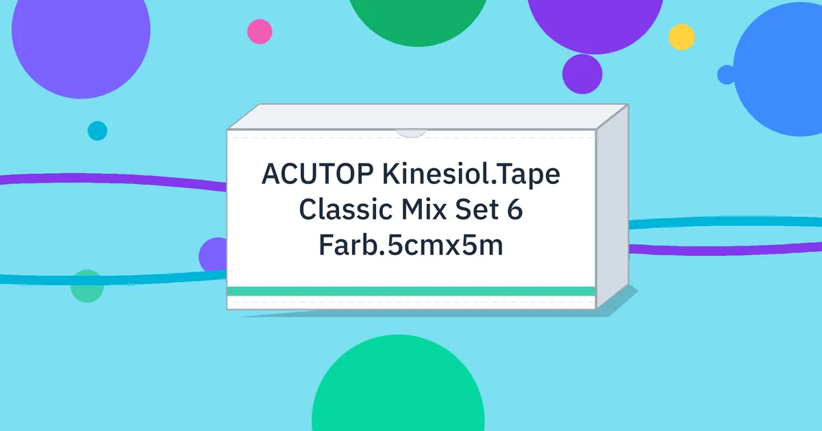 Symbolbild: Packung mit der Aufschrift ACUTOP Kinesiol.Tape Classic Mix Set 6 Farb.5cmx5m (PZN 18083038) – Verfügbarkeit und Bezug in Apotheken in Frankfurt am Main