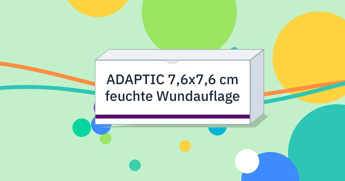Symbolbild: Packung mit der Aufschrift ADAPTIC 7,6x7,6 cm feuchte Wundauflage (PZN 18799877) – Verfügbarkeit und Bezug in Apotheken in Frankfurt am Main