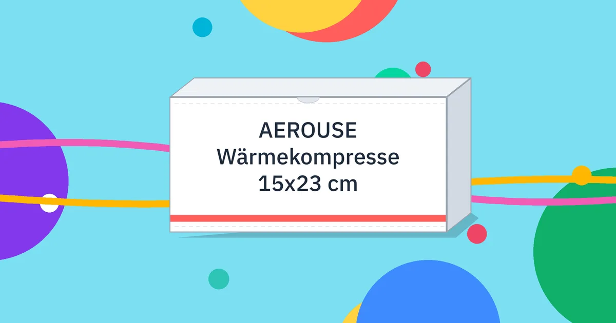 Symbolbild: Packung mit der Aufschrift AEROUSE Wärmekompresse 15x23 cm (PZN 20547019) – Verfügbarkeit und Bezug in Apotheken in Frankfurt am Main