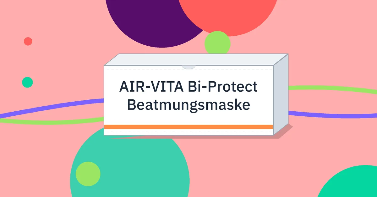 Symbolbild: Packung mit der Aufschrift AIR-VITA Bi-Protect Beatmungsmaske (PZN 03459578) – Verfügbarkeit und Bezug in Apotheken in Frankfurt am Main