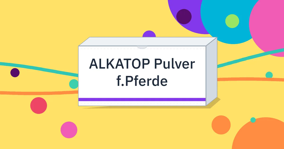 Symbolbild: Packung mit der Aufschrift ALKATOP Pulver f.Pferde (PZN 04089623) – Verfügbarkeit und Bezug in Apotheken in Frankfurt am Main