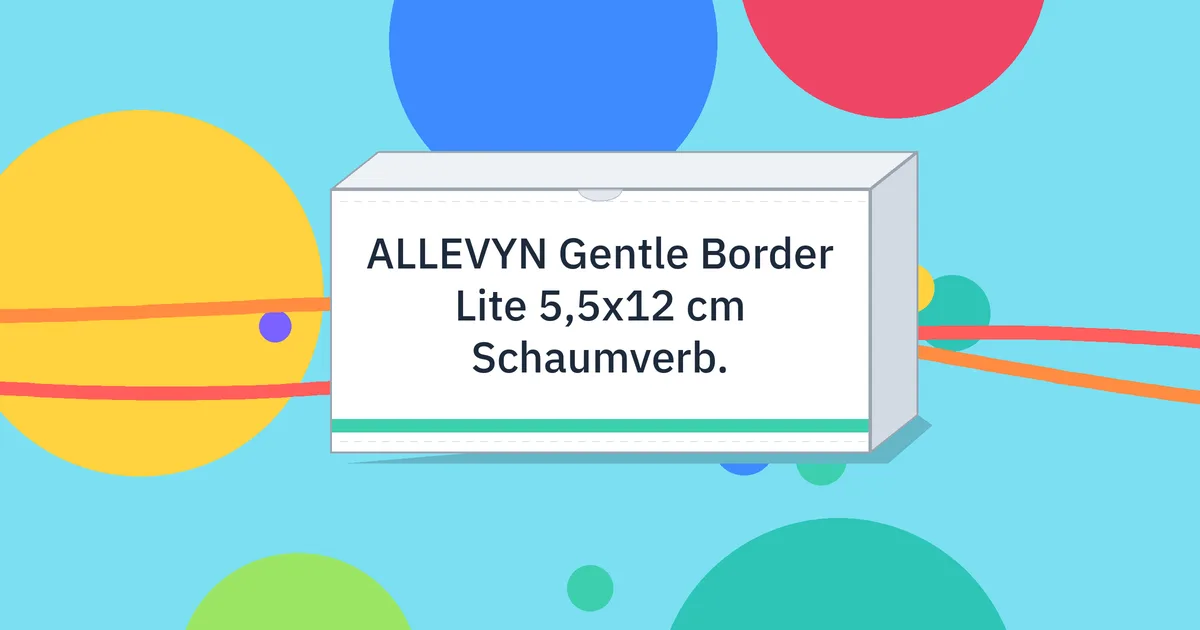 Symbolbild: Packung mit der Aufschrift ALLEVYN Gentle Border Lite 5,5x12 cm Schaumverb. (PZN 11319213) – Verfügbarkeit und Bezug in Apotheken in Frankfurt am Main