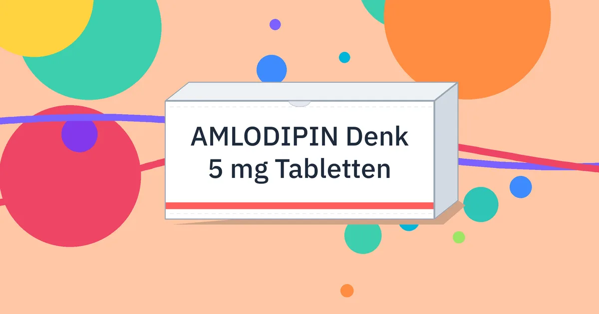 Symbolbild: Packung mit der Aufschrift AMLODIPIN Denk 5 mg Tabletten (PZN 16231121) – Verfügbarkeit und Bezug in Apotheken in Frankfurt am Main