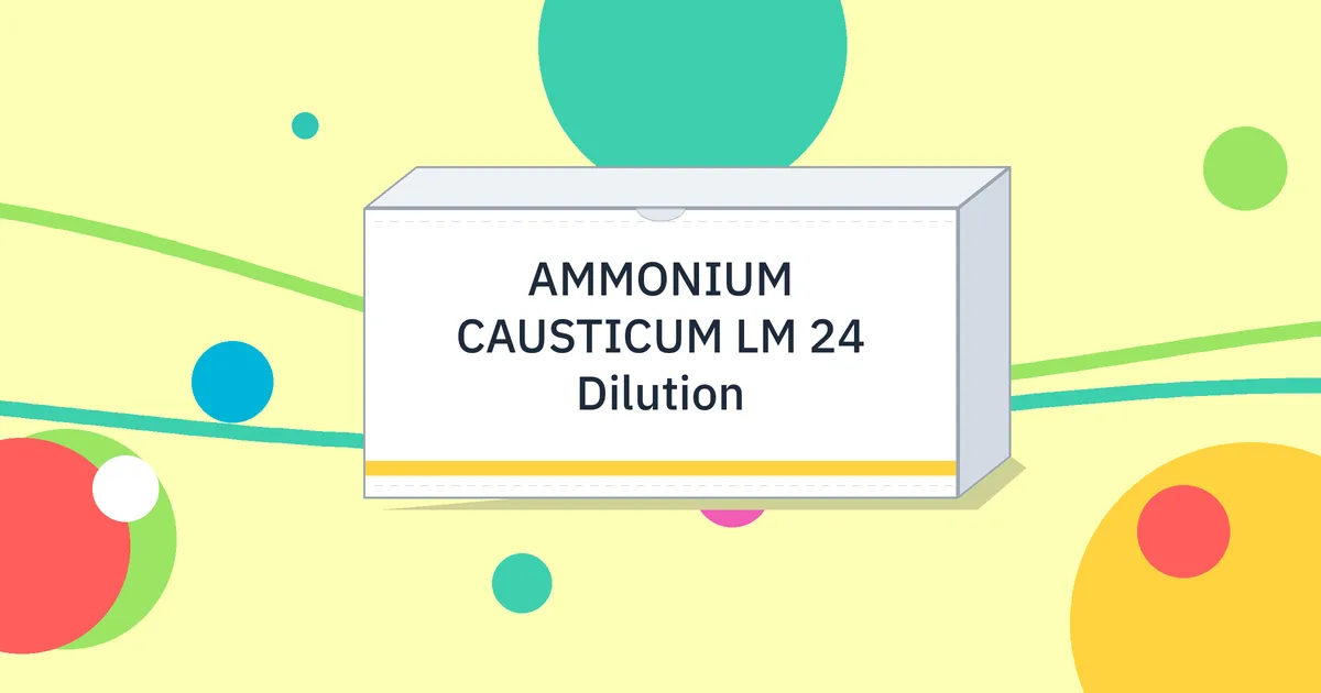 Symbolbild: Packung mit der Aufschrift AMMONIUM CAUSTICUM LM 24 Dilution (PZN 13321013) – Verfügbarkeit und Bezug in Apotheken in Frankfurt am Main