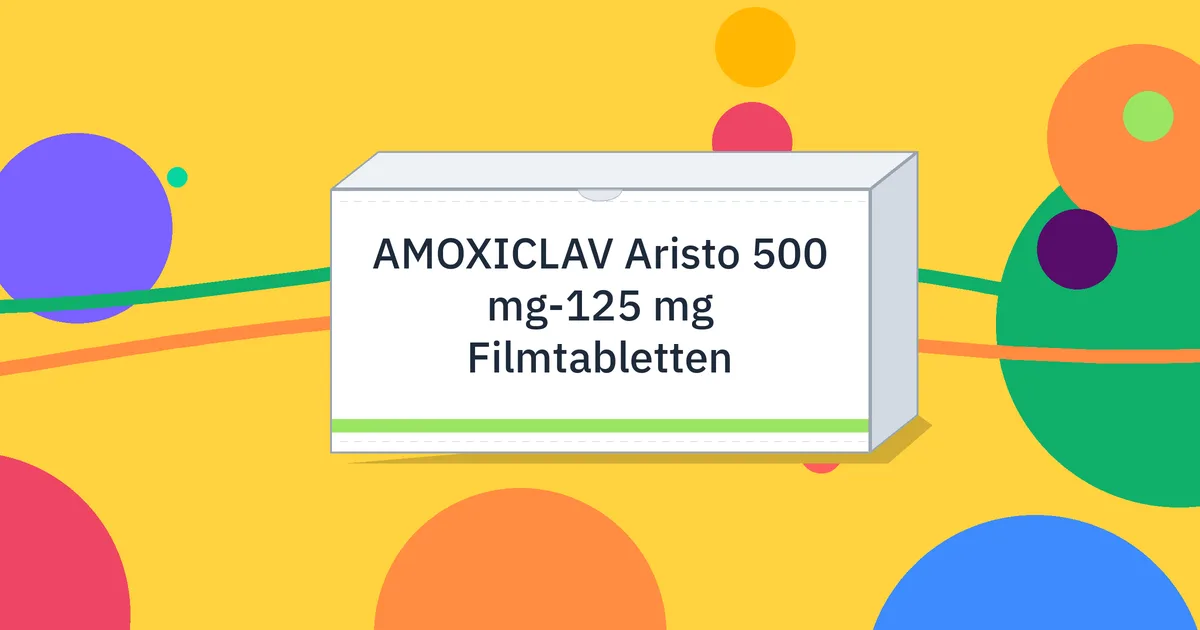 Symbolbild: Packung mit der Aufschrift AMOXICLAV Aristo 500 mg-125 mg Filmtabletten (PZN 11510572) – Verfügbarkeit und Bezug in Apotheken in Frankfurt am Main