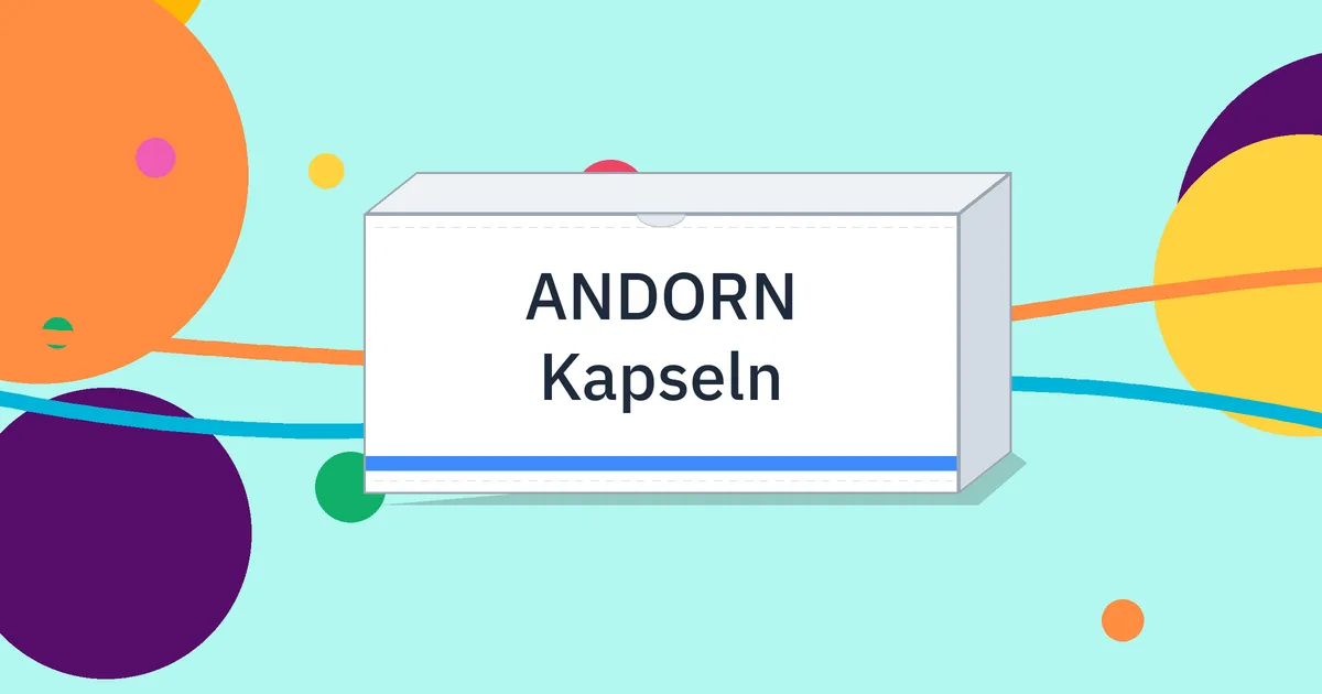 Symbolbild: Packung mit der Aufschrift ANDORN Kapseln (PZN 04938602) – Verfügbarkeit und Bezug in Apotheken in Frankfurt am Main