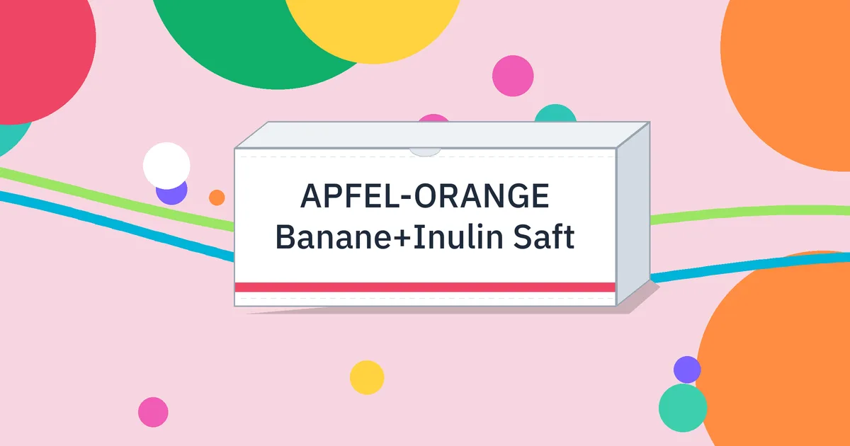 Symbolbild: Packung mit der Aufschrift APFEL-ORANGE Banane+Inulin Saft (PZN 09213588) – Verfügbarkeit und Bezug in Apotheken in Frankfurt am Main