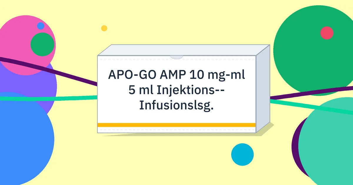 Symbolbild: Packung mit der Aufschrift APO-GO AMP 10 mg-ml 5 ml Injektions--Infusionslsg. (PZN 11710644) – Verfügbarkeit und Bezug in Apotheken in Frankfurt am Main