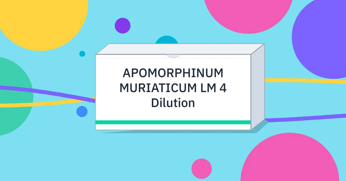 Symbolbild: Packung mit der Aufschrift APOMORPHINUM MURIATICUM LM 4 Dilution (PZN 13380932) – Verfügbarkeit und Bezug in Apotheken in Frankfurt am Main