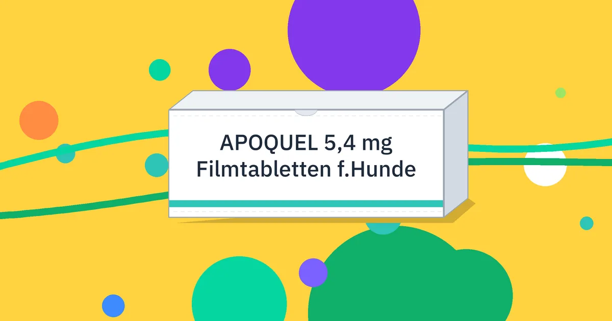 Symbolbild: Packung mit der Aufschrift APOQUEL 5,4 mg Filmtabletten f.Hunde (PZN 17937857) – Verfügbarkeit und Bezug in Apotheken in Frankfurt am Main