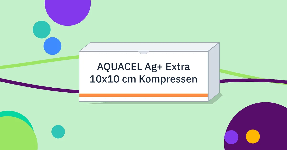 Symbolbild: Packung mit der Aufschrift AQUACEL Ag+ Extra 10x10 cm Kompressen (PZN 12903440) – Verfügbarkeit und Bezug in Apotheken in Frankfurt am Main