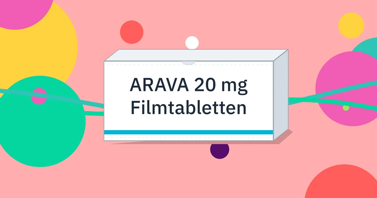 Symbolbild: Packung mit der Aufschrift ARAVA 20 mg Filmtabletten (PZN 01447683) – Verfügbarkeit und Bezug in Apotheken in Frankfurt am Main