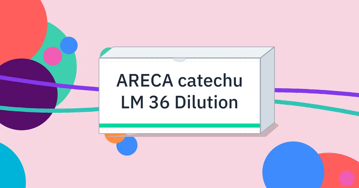 Symbolbild: Packung mit der Aufschrift ARECA catechu LM 36 Dilution (PZN 13389040) – Verfügbarkeit und Bezug in Apotheken in Frankfurt am Main