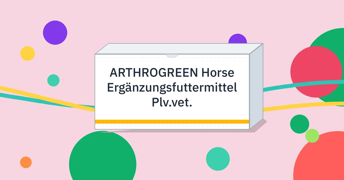 Symbolbild: Packung mit der Aufschrift ARTHROGREEN Horse Ergänzungsfuttermittel Plv.vet. (PZN 13860796) – Verfügbarkeit und Bezug in Apotheken in Frankfurt am Main