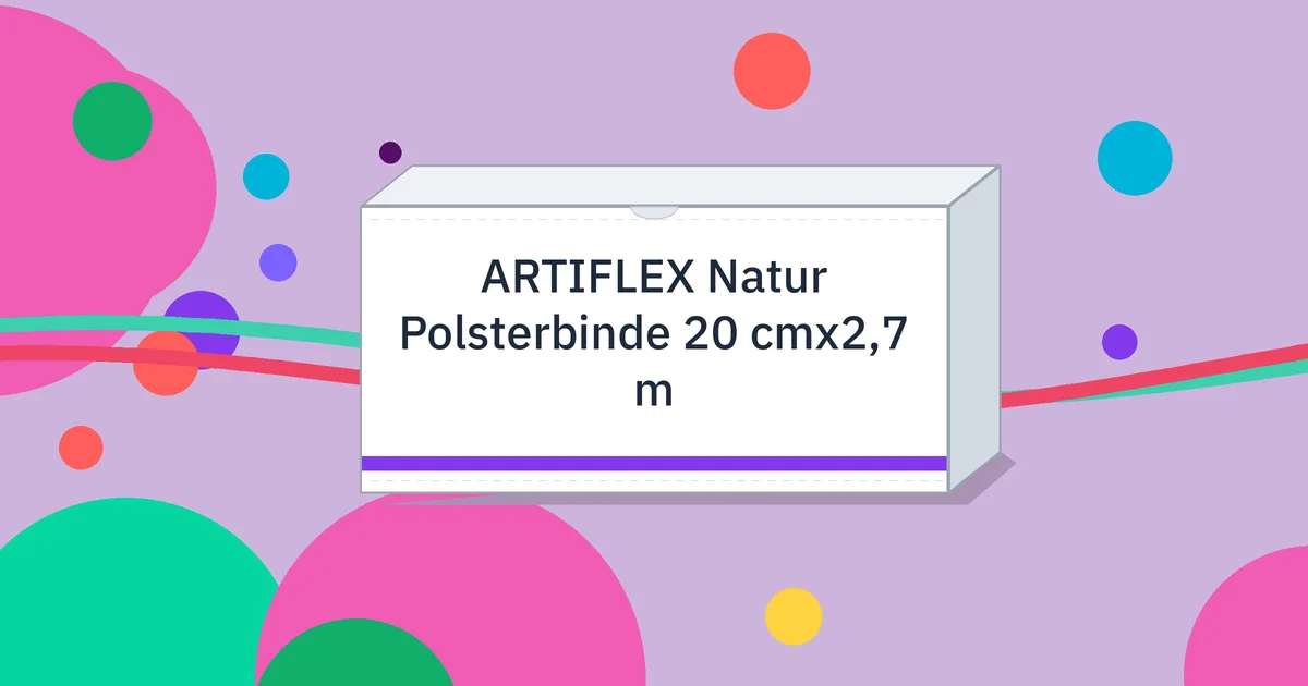 Symbolbild: Packung mit der Aufschrift ARTIFLEX Natur Polsterbinde 20 cmx2,7 m (PZN 12423421) – Verfügbarkeit und Bezug in Apotheken in Frankfurt am Main