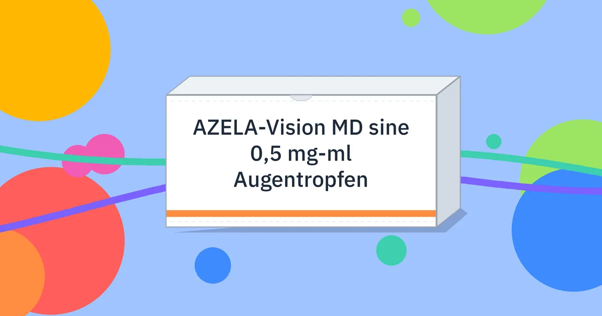 Symbolbild: Packung mit der Aufschrift AZELA-Vision MD sine 0,5 mg-ml Augentropfen (PZN 10169131) – Verfügbarkeit und Bezug in Apotheken in Frankfurt am Main