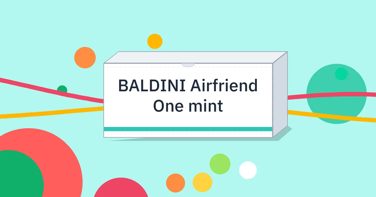 Symbolbild: Packung mit der Aufschrift BALDINI Airfriend One mint (PZN 19271173) – Verfügbarkeit und Bezug in Apotheken in Frankfurt am Main
