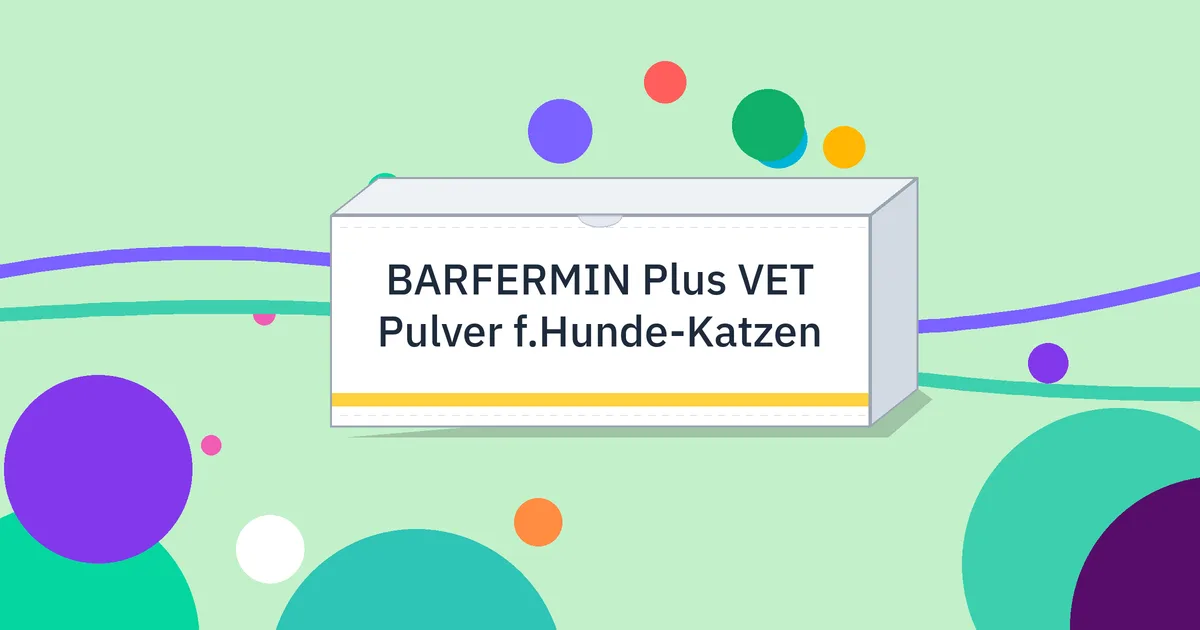 Symbolbild: Packung mit der Aufschrift BARFERMIN Plus VET Pulver f.Hunde-Katzen (PZN 16878897) – Verfügbarkeit und Bezug in Apotheken in Frankfurt am Main