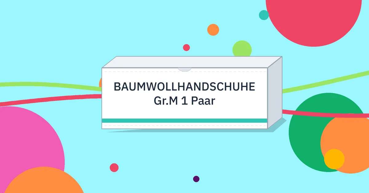 Symbolbild: Packung mit der Aufschrift BAUMWOLLHANDSCHUHE Gr.M 1 Paar (PZN 09330957) – Verfügbarkeit und Bezug in Apotheken in Frankfurt am Main