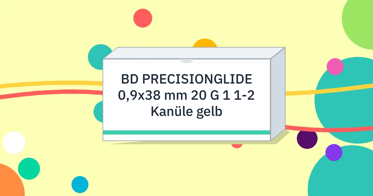 Symbolbild: Packung mit der Aufschrift BD PRECISIONGLIDE 0,9x38 mm 20 G 1 1-2 Kanüle gelb (PZN 09769050) – Verfügbarkeit und Bezug in Apotheken in Frankfurt am Main
