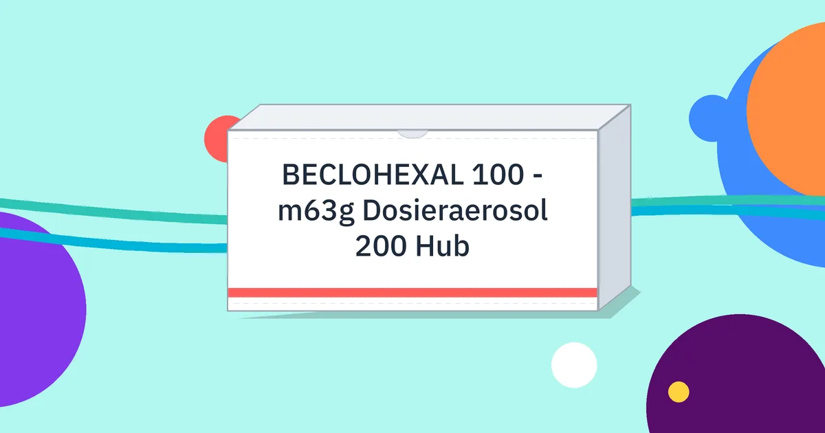 Symbolbild: Packung mit der Aufschrift BECLOHEXAL 100 -m63g Dosieraerosol 200 Hub (PZN 00970543) – Verfügbarkeit und Bezug in Apotheken in Frankfurt am Main